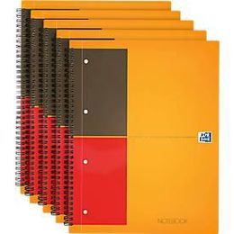 Notizbuch Oxford International, Optik Paper®, DIN A4, liniert, 80g/m², 80 Blatt, 5 Stück