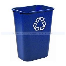 Mülleimer Rubbermaid Rechteckiger Abfallbehälter 39 L Blau Mülleimer mit Recyclingsymbol