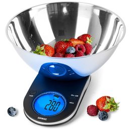 Duronic Küchenwaage, KS5000 Küchenwaage, 5 kg Digitalwaage oval mit 3 L Schüssel