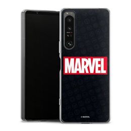 DeinDesign Handyhülle Marvel Comic Logo Marvel Logo Black Red, Sony Xperia 1 IV Silikon Hülle Bumper Case Handy Schutzhülle, weiß