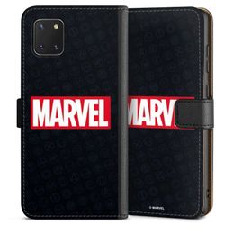 DeinDesign Handyhülle Marvel Comic Logo Marvel Logo Black Red, Samsung Galaxy Note 10 lite Hülle Handy Flip Case Wallet Cover, schwarz