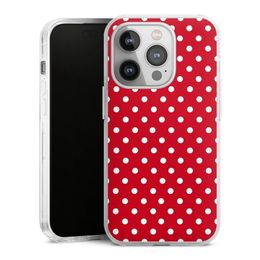 DeinDesign Handyhülle Punkte Retro Polka Dots Polka Dots - dunkelrot und weiß, Apple iPhone 14 Pro Hülle Bumper Case Handy Schutzhülle