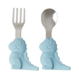 Rice Besteck-Set KIDS DINO 2-teilig in blau