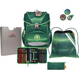 DerDieDas® Schulrucksack ErgoFlex, Soccer Green (Set, 5-tlg), grün