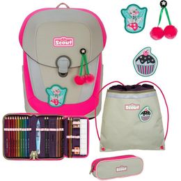 Scout Schulranzen Sunny II, Pink Cherry (Set, 4-tlg), Faser aus recycelten PET-Flaschen, rosa