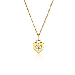 Elli Premium Kette mit Anhänger Herz Liebe Zirkonia 585 Charmant Gelbgold