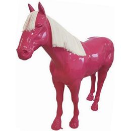 Casa Padrino Skulptur Luxus Deko Skulptur Pferd Pink / Weiß 240 x H. 190 cm