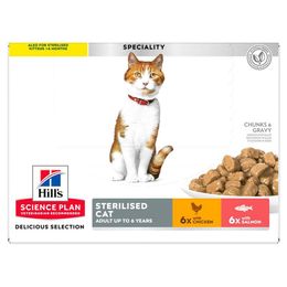 Hill's Hill's Science Plan Sterilised Cat Adult Mixpaket Huhn und Lachs 12x85g