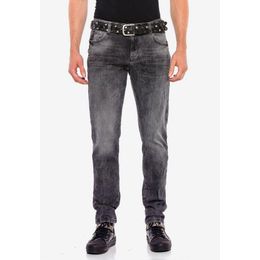 Cipo & Baxx Cipo & Baxx Slim-fit-Jeans (1-tlg) mit Gitter-Musterung in Straight Fİt, grau|schwarz