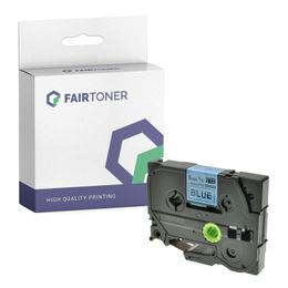 FairToner Kompatibel für Brother P-Touch Cube Pro (TZE-521) Schriftband 9mm/8m Schwarz auf Blau
