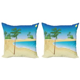 Abakuhaus Kissenbezüge Modern Accent Doppelseitiger Digitaldruck, (2 Stück), Tropisch Palmen und Meer