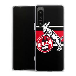 DeinDesign Handyhülle 1. FC Köln Offizielles Lizenzprodukt Colour Stripes 1.FC, Sony Xperia 5 IV Silikon Hülle Bumper Case Handy Schutzhülle, weiß