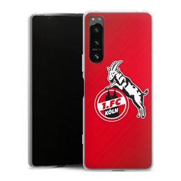DeinDesign Handyhülle 1. FC Köln Offizielles Lizenzprodukt EffZeh 1. FC Köln rot, Sony Xperia 5 IV Silikon Hülle Bumper Case Handy Schutzhülle, weiß