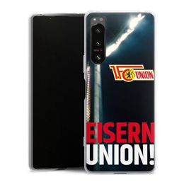 DeinDesign Handyhülle Fanartikel 1. FC Union Berlin Fußball Eisern Union Typo, Sony Xperia 5 IV Silikon Hülle Bumper Case Handy Schutzhülle, weiß