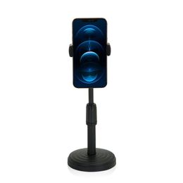hjh OFFICE Handy & Tablet Halterung FLEXMOBI II Kunststoff Handy-Halterung, (Halter mit Tellerfuß, 360° schwenkbar, höhenverstellbar), schwarz
