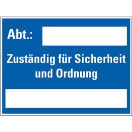 König Werbeanlagen König Werbeanlagen Hinweisschild Abt.: Zuständig für..., zum Selbstbeschriften, Folie, 400x300mm