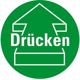 König Werbeanlagen König Werbeanlagen Hinweisschild Drücken mit Pfeil,verhindert Stoßverletzungen,grün,Folie,Ø 100mm