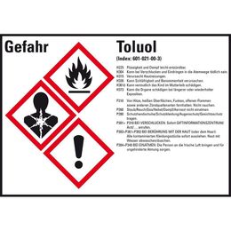 König Werbeanlagen König Werbeanlagen Hinweisschild Gefahrstoffetikett Toluol, gem.GefStoffV/GHS/CLP, Folie, 4/Bo
