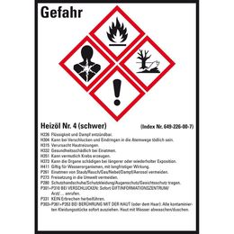 König Werbeanlagen König Werbeanlagen Hinweisschild Gefahrstoffetikett Heizöl schwer, GefStoffV/GHS/CLP, Folie, 10/Bo