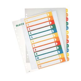 Leitz Aktenordner 1294, Register 1-12, DIN A4 überbreit, 12-tlg., Universallochung, Kunststoff, bunt