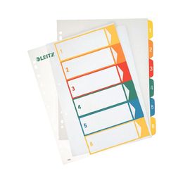 Leitz Aktenordner 1292, Register 1-6, DIN A4 überbreit, 6-tlg., Universallochung, Kunststoff, bunt