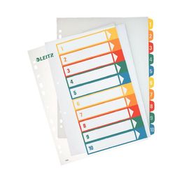 Leitz Aktenordner 1293, Register 1-10, DIN A4 überbreit, 10-tlg., Universallochung, Kunststoff, bunt