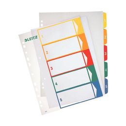 Leitz Aktenordner 1291, Register 1-5, DIN A4 überbreit, 5-tlg., Universallochung, Kunststoff, bunt