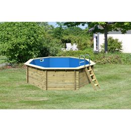 Karibu Achteck Massivholz Pool 428 x 428 x 124 cm Modell 2A Inkl. Zubehör und Pool Leitern