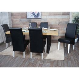 MCW 6er-Set Esszimmerstuhl Küchenstuhl Stuhl Cesena ~ Leder, schwarz, weiße Füße