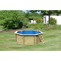 Karibu Achteck Massivholz Pool 358 x 358 x 124 cm Modell 1A Inkl. Zubehör und Pool Leitern