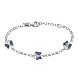 F Armband 925/- Sterling Silber Kristall blau 14-16cm Glänzend