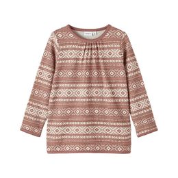 name it - Jacquard-Langarmshirt NMFWUPSUS XXII in cognac, Gr.92