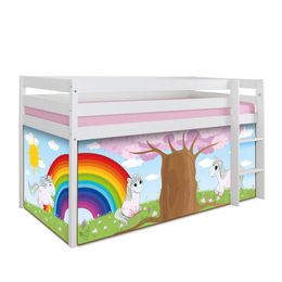 Ticaa Hochbett "Einhorn Rainbow" Kiefer wei&szlig;