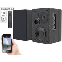 Auvisio MSS-95.usb Aktives Stereo-Regallautsprecher-Set Holz-Gehäuse Bluetooth 5 120 W Box Soundbox