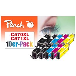 Peach 10er-Pack Tintenpatr., ersetzt Canon PGI-570XL, CLI-571XL