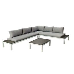 Gartenfreude Aluminium Lounge Ambience, Gestell: weiß; Kissen: grau, WPC-Streben: dunkelgrau