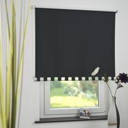 Bella Casa Seitenzugrollo Kettenzugrollo Volantrollo Rollo Eckig Verdunklung 102 x 180 cm schwarz für Fenster