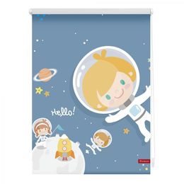 LICHTBLICK Rollo Klemmfix, ohne Bohren, blickdicht, Astronaut - Blau, 120 x 150 cm (B x L)