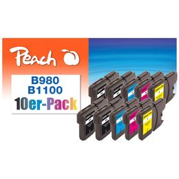Peach 10er-Pack Tintenpatronen ersetzt Brother LC-1100VALBP