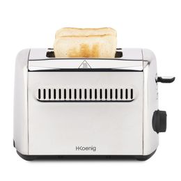 H.Koenig Toaster TOS9 / 2 Breite Schlitze 40mm / Edelstahl / Vintage / 7 Stufen Bräunung / Auftau