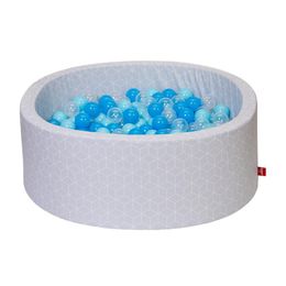 KNORRTOYS Bällebad soft - "Geo cube grey" - 300 balls soft blue/blue/transparent