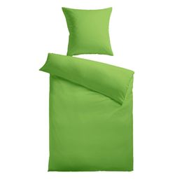 Kinzler Baumwoll-Satin Bettwäsche Uni 80 x 80 + 155 x 200 cm, Farbe grün