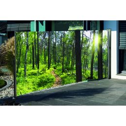 Westerholt Seitenmarkise mit Fotodruck Wald 1,6x3m, rechts - Auszug links