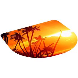 Santosini Weichschaum-Badematte Halbrund, ca. 50 x 55 cm - Palmen mit Sonnenuntergang