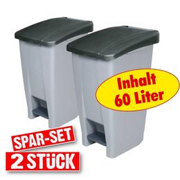 Tret-Abfallbehälter, schwarz Spar-Set (2x 60 Liter)