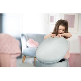 Roba Kinderhocker mit Aufbewahrungsfunktion „Lil Sofa“, oval, bequem, mit Samtstoff, Sky/Hellblau