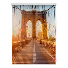 LICHTBLICK Rollo Klemmfix, ohne Bohren, blickdicht, Brooklyn Bridge - Orange, 100 x 150 cm (B x L)