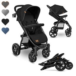 lionelo ANNET schwarz Kinderwagen Buggy mit Schaumreifen klappbar inkl. Moskitonetz, Fusssack, Getränkehalte