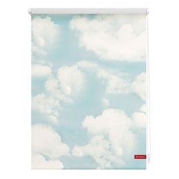 LICHTBLICK Rollo Klemmfix, ohne Bohren, blickdicht, Wolken - Blau, 90 x 150 cm (B x L)