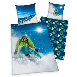 Herding Skifahrer Bettwäsche, Größe: 135 x 200 cm